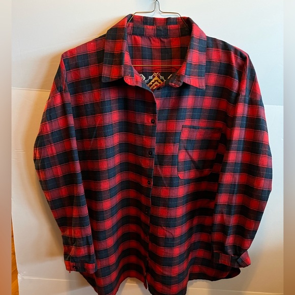 Tops | Ladies Heavily Embroidered Plaid Flannel Shirt | Poshmark